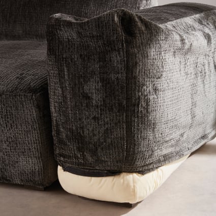 Divano vintage 4 posti in tessuto sfoderabile color carbone Apache ...