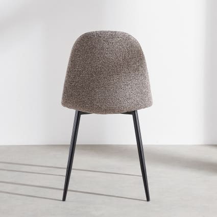 Silla de tejido tramado moca y acero negro Clyde | Maisons du Monde