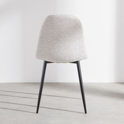 Stoel in beige geweven stof en zwart staal Clyde | Maisons du Monde