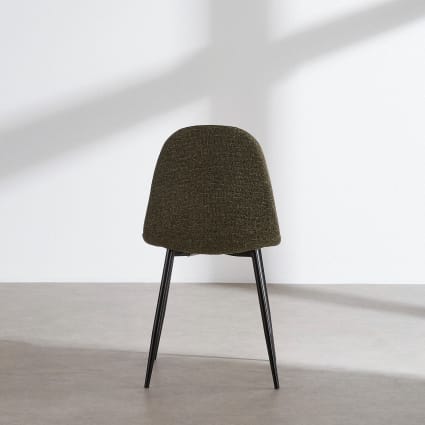 Stoel in geweven kakigroene stof en zwart staal Clyde | Maisons du Monde