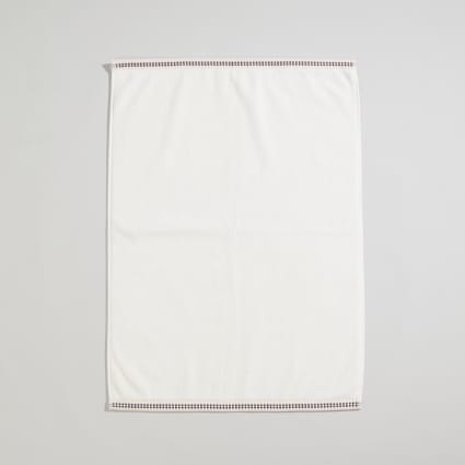 Tapis de bain en coton bio écru et bordures brodées 50x70 Arbeto ...