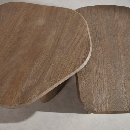 Set di 2 tavolini sovrapponibili in legno massello di mango spazzolato ...