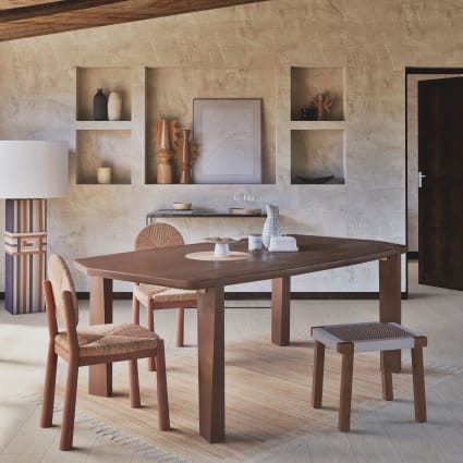 Table à manger en bois de manguier brossé 8 personnes L200 Awasa ...