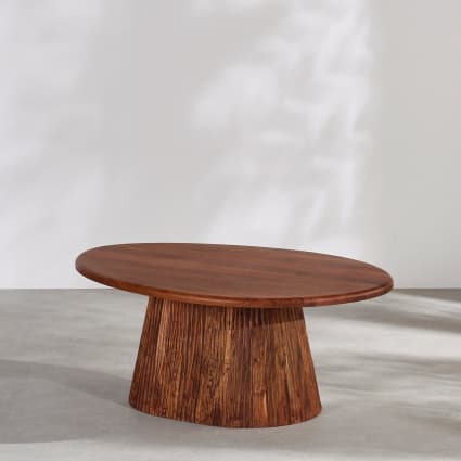 Tavolino ovale in legno massello di acacia larg. 103 cm Alya | Maisons ...