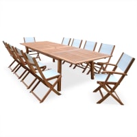Set tavolo da giardino allungabile in legno con 10 sedie, marrone ...