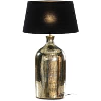 Lampe de table verre blanc/noir avec base dorée | Maisons du Monde