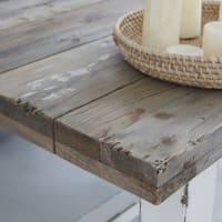 Table à manger en effet bois blanc antique 8 personnes L160 Lynn ...