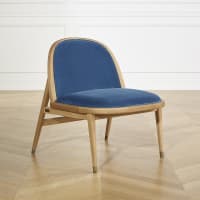 Fauteuil chêne et velours bleu Suzette | Maisons du Monde