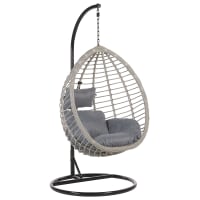 Sillón colgante ratán sintético gris Tollo | Maisons du Monde