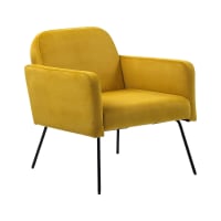 Fauteuil en chêne et velours caramel Sandor | Maisons du Monde