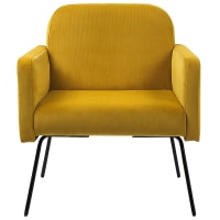 Fauteuil en chêne et velours caramel Sandor | Maisons du Monde