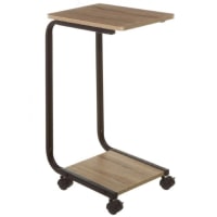 Petite table avec roulettes effet bois marron rustique | Maisons du Monde