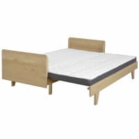Lit extensible à barreaux bois massif hêtre naturel 80-160x200 Ulysse ...