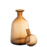 Bouteille déco avec bouchon en verre beige 17x17x53 cm | Maisons du Monde