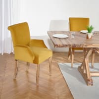 Fauteuil de table style moderne en bois et velours brique Alix ...