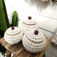 Cesta redonda de hojas de plátano, marrón 16x15 cm MARCY | Maisons du Monde