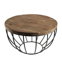 Table basse coque en teck recycl‚ m‚tal blanc d60 Alida | Maisons du Monde