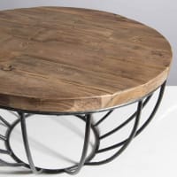 Table basse coque en teck recycl‚ m‚tal blanc d60 Alida | Maisons du Monde