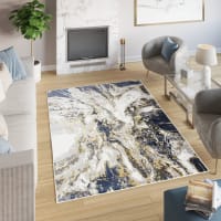 Tappeto salotto grigio scuro azzurro astratto shaggy 80x150 VERSAY ...