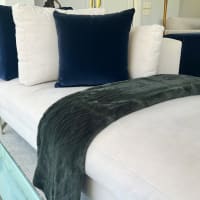Coperta in stile mohair verde con quadrati e frange 130x170 cm Mohair ...