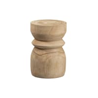 Tabouret rond en paulownia bois noir Bikkel | Maisons du Monde
