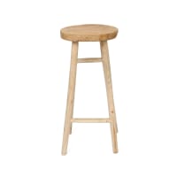 Tabouret de bar classique bois et tissu blanc 45x55x116cm | Maisons du ...