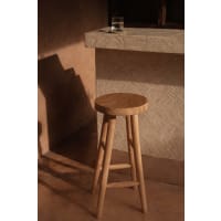 Tabouret de bar classique bois et tissu blanc 45x55x116cm | Maisons du ...