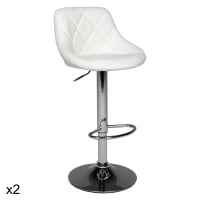 Set 2 sgabelli bar con schienale girevoli e altezza regolabile bianco ...