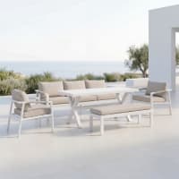 Conjunto de jardín en aluminio y madera de teca color blanco | Maisons ...