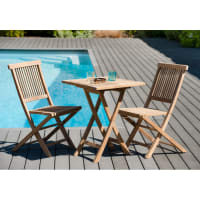 Set balcon table pliante 70x70 + 2 fauteuils bois et rotin synth Java ...