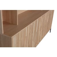 Sideboard mit 2 Türen aus massivem Mangoholz, gehärtetem Glas und ...