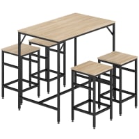 Table de bar rectangulaire scandinave acier aspect bois plateau blanc ...
