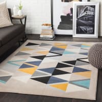 Alfombra de salón turquesa amarillo gris 120 x 170 cm LAZUR | Maisons ...
