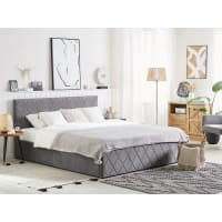 Letto contenitore velluto grigio scuro 160 x 200 cm Bousse | Maisons du ...