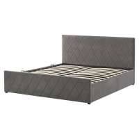 Letto contenitore velluto grigio scuro 160 x 200 cm Bousse | Maisons du ...