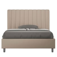 Lit coffre rembourré 140x190 similicuir taupe Agueda | Maisons du Monde