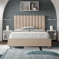 Lit coffre rembourré 140x190 similicuir taupe Agueda | Maisons du Monde