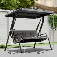 Dondolo da giardino 3 posti trasformabile in letto beige in metallo ...