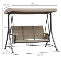 Dondolo a 2 posti da giardino tettuccio regolabile beige Outsunny ...