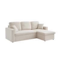 Canapé d'angle convertible petit velours côtelé 3 places Sacha ...