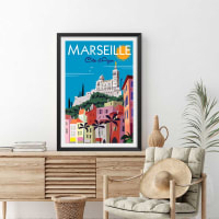 Cartel Noirmoutier con marco negro 40x60 cm | Maisons du Monde