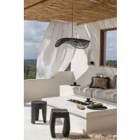 Suspension fleur en métal et rotin tressé noir ANDENE | Maisons du Monde