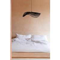Suspension fleur en métal et rotin tressé noir ANDENE | Maisons du Monde