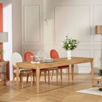 Table rectangulaire en chêne 2 rallonges 6/10 couverts beige Lucette ...