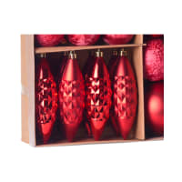 lot de 9 boules de noël rouges taillées - 6cm | Maisons du Monde
