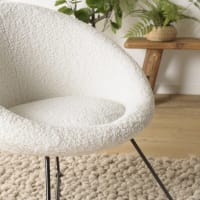 Sill¢n de tela bouclette blanca y patas de metal negro Albane | Maisons ...