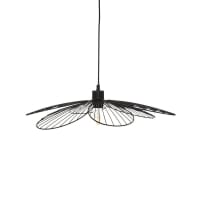 Suspension fleur en métal et rotin tressé noir ANDENE | Maisons du Monde