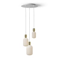 Lámpara colgante blanca/dorada con 3 bombillas transparentes Pendel ...