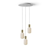 Lámpara colgante blanca/latón con 3 bombillas de porcelana Pendel ...