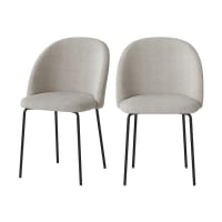 Lot de 2 fauteuils pivotants en tissu bouclette sable sable Boha ...